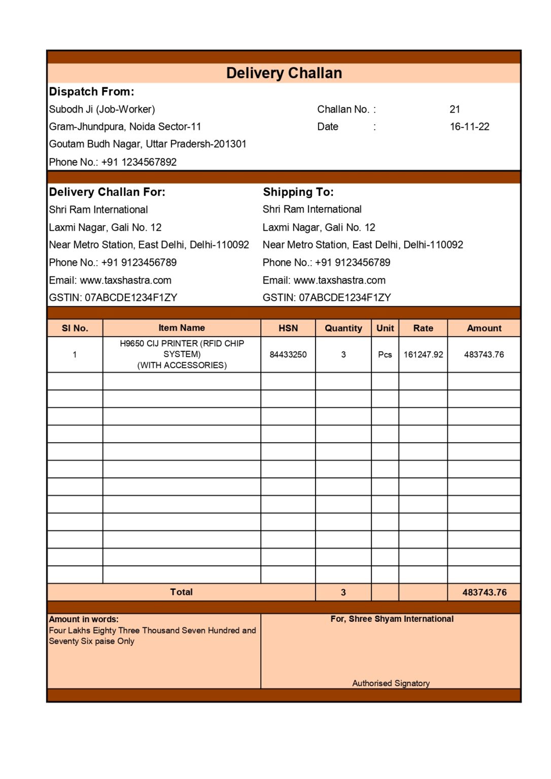 Delivery Challan Format page 0001 Tax Shastra Delivery Challan Format page 0001 Tax Shastra