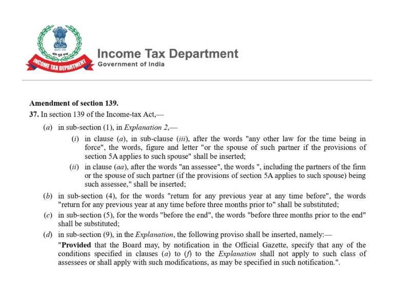 AMENDMENT OF SEC-139(4) & SEC-139(5) OF INCOME TAX ACT VIDE FINANCE ACT ...