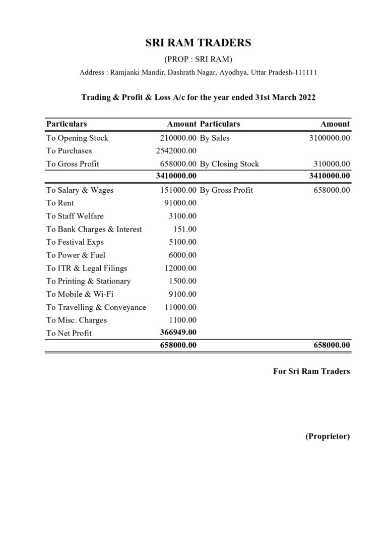 Profit & Loss and Balance Sheet with Computation in Excel for ...